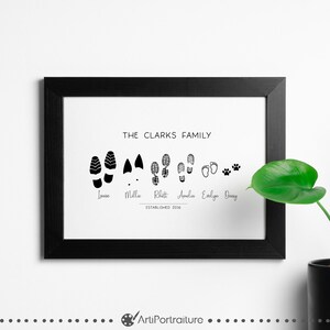 Personalised Family Print, Custom Family Foot Prints, Family Gift ...