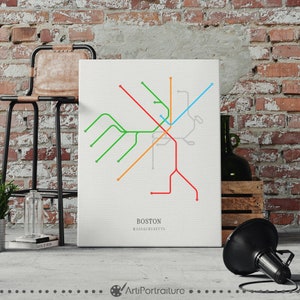 Boston T Train Map, Boston Subway Map, Boston Metro Map, Boston Transit ...