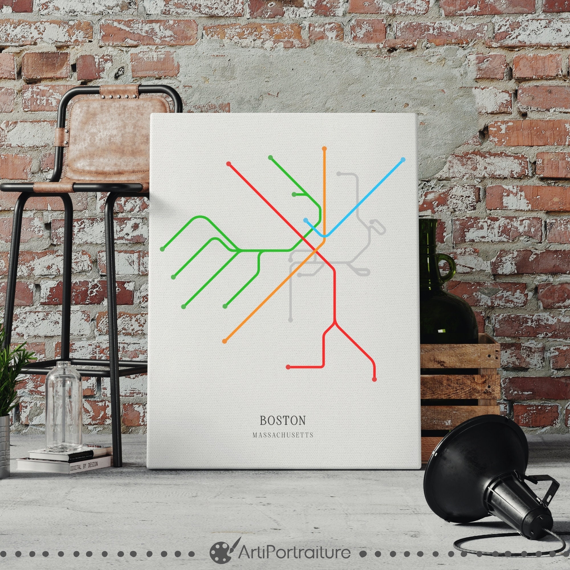 Boston T Train Map, Boston Subway Map, Boston Metro Map, Boston Transit ...