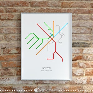 Boston T Train Map, Boston Subway Map, Boston Metro Map, Boston Transit ...