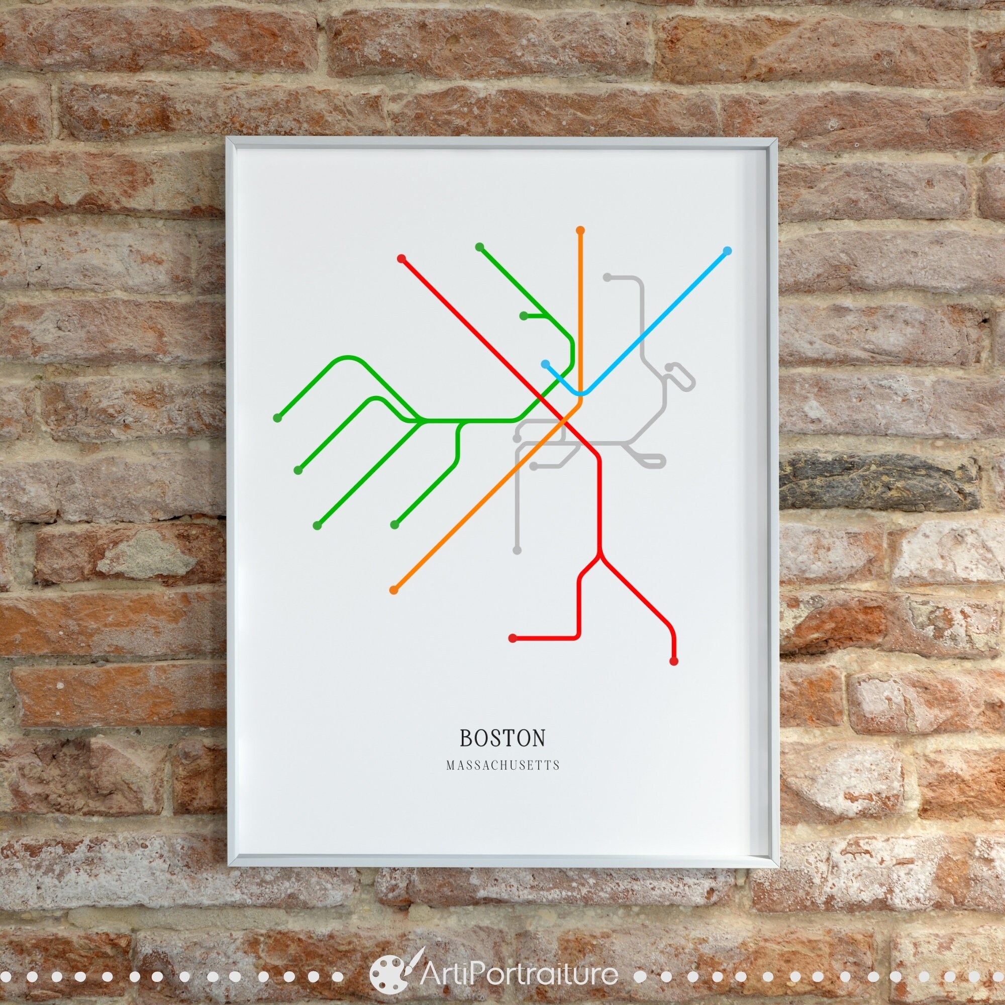 Boston T Train Map, Boston Subway Map, Boston Metro Map, Boston Transit ...
