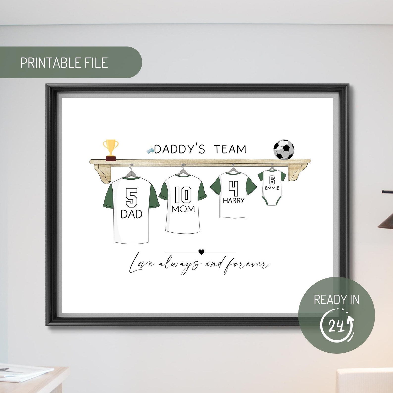 Custom Football Shirt Family Print, Daddy's Football Team Print ...
