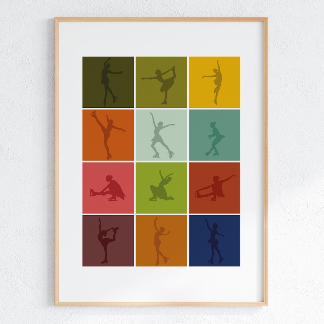 Colorful Ice Skating Poster, Figure Skating Wall Art, Skier Girl ...