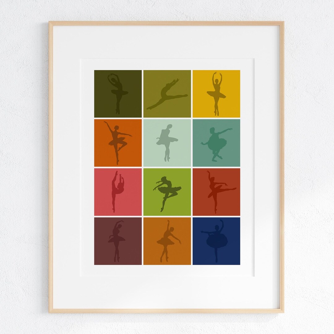 Colorful Ballerina Silhouette Print, Ballet Dancer Painting, Balletcore ...