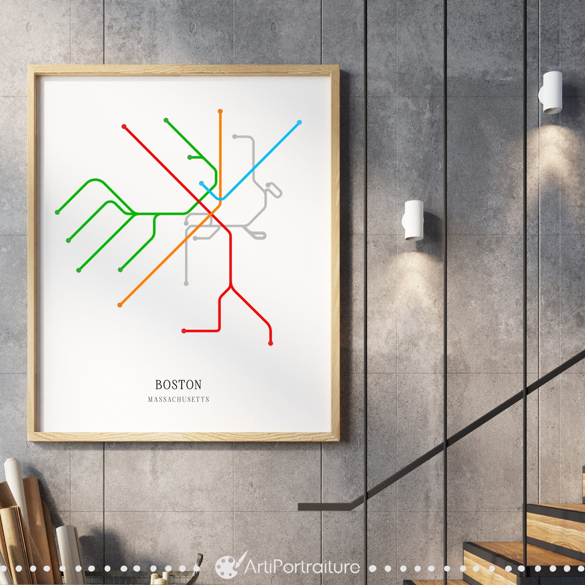 Boston T Train Map, Boston Subway Map, Boston Metro Map, Boston Transit ...
