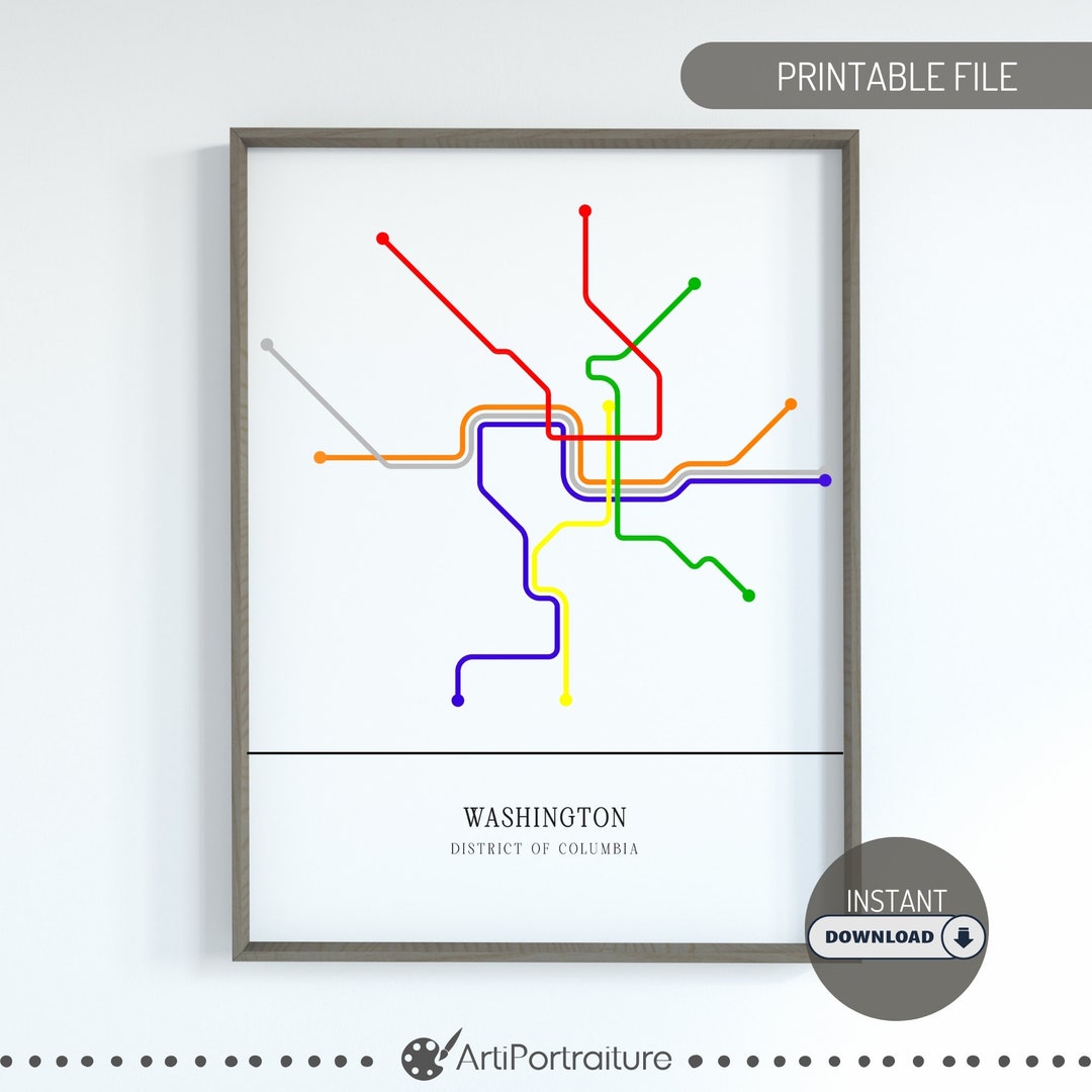 DC Metro Map, Minimal Map, Travel Gift, Washington Dc Subway Map, Train ...