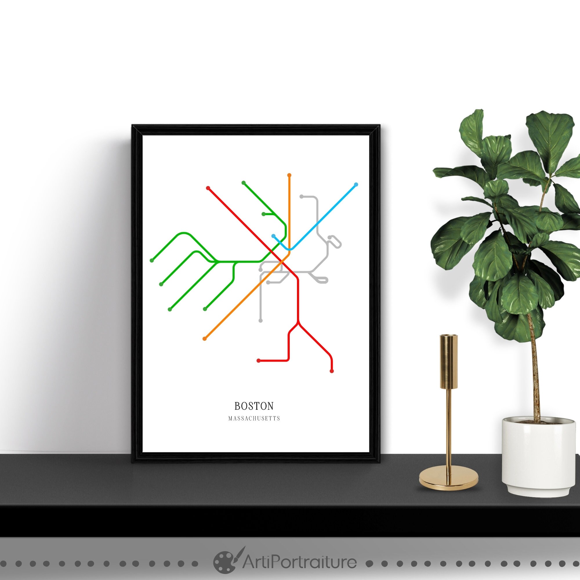 Boston T Train Map, Boston Subway Map, Boston Metro Map, Boston Transit ...