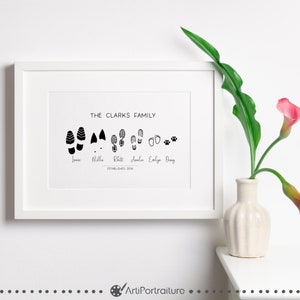 Personalised Family Print, Custom Family Foot Prints, Family Gift ...