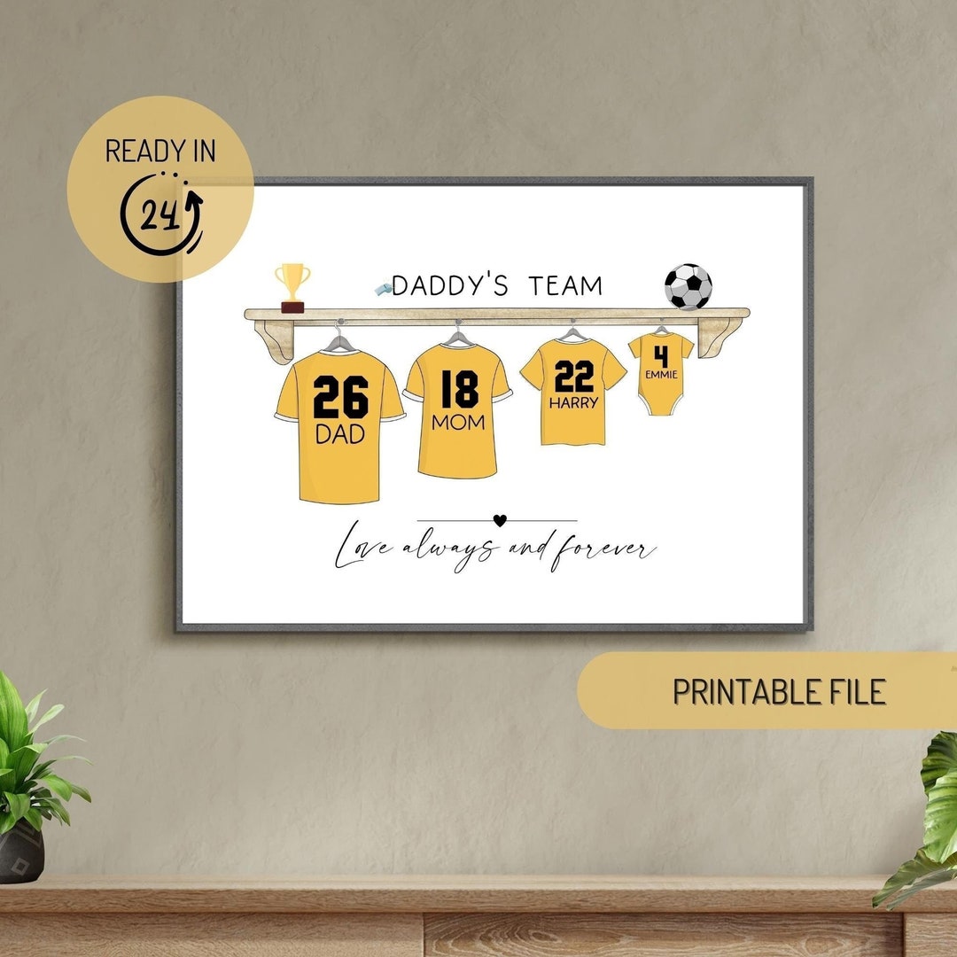 Personalised Football Shirt Family Print, Daddy's Football Team Print ...