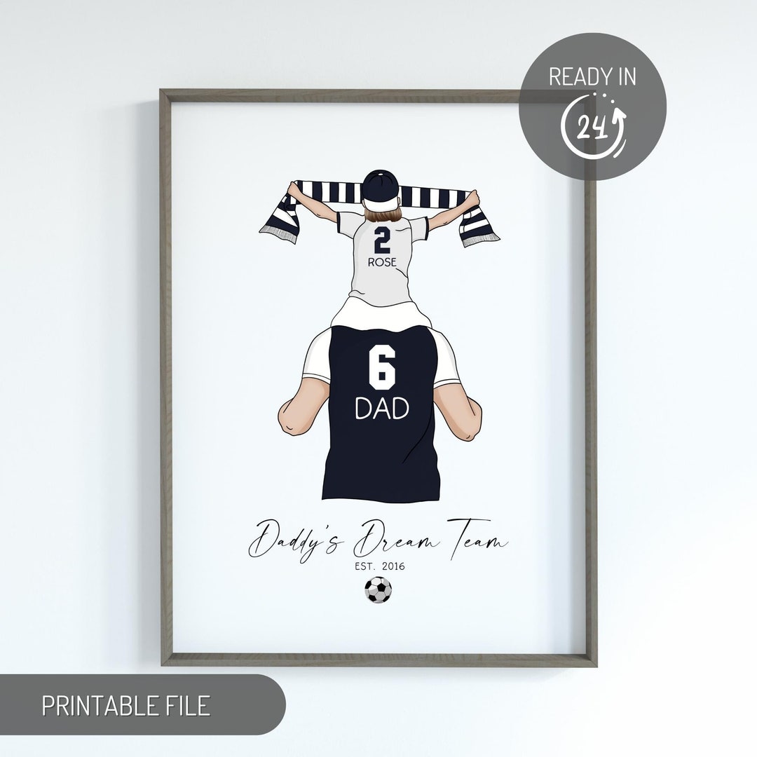 Personalised Football Print, Father's Day Gift, Family Portrait, Daddy ...