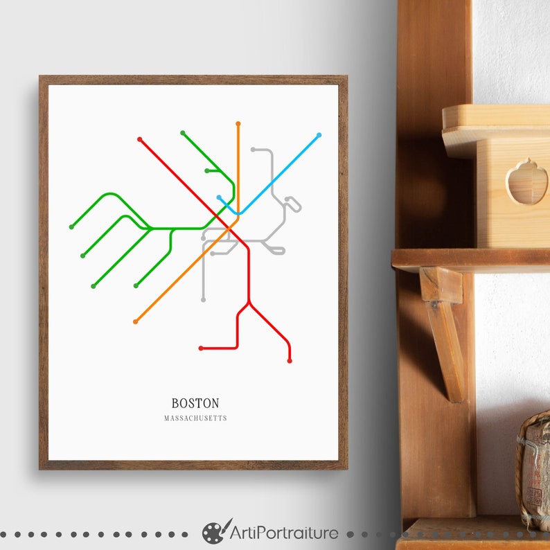 Boston T Train Map, Boston Subway Map, Boston Metro Map, Boston Transit ...