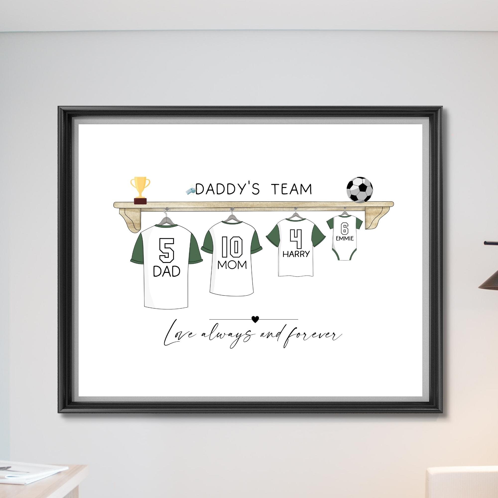 Personalised Football Shirt Family Print, Daddy's Football Team Print ...