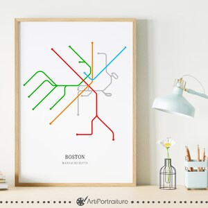 Boston T Train Map, Boston Subway Map, Boston Metro Map, Boston Transit ...