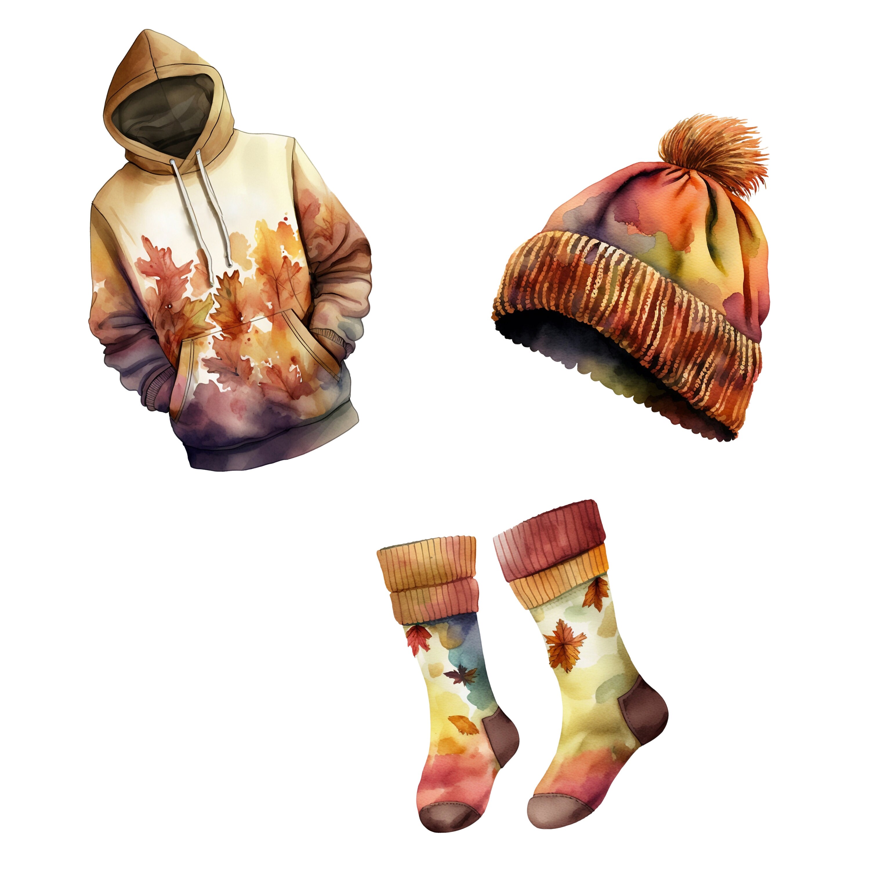 Watercolor Autumn Clipart, Watercolor Fall Clipart, Autumn PNG Images ...