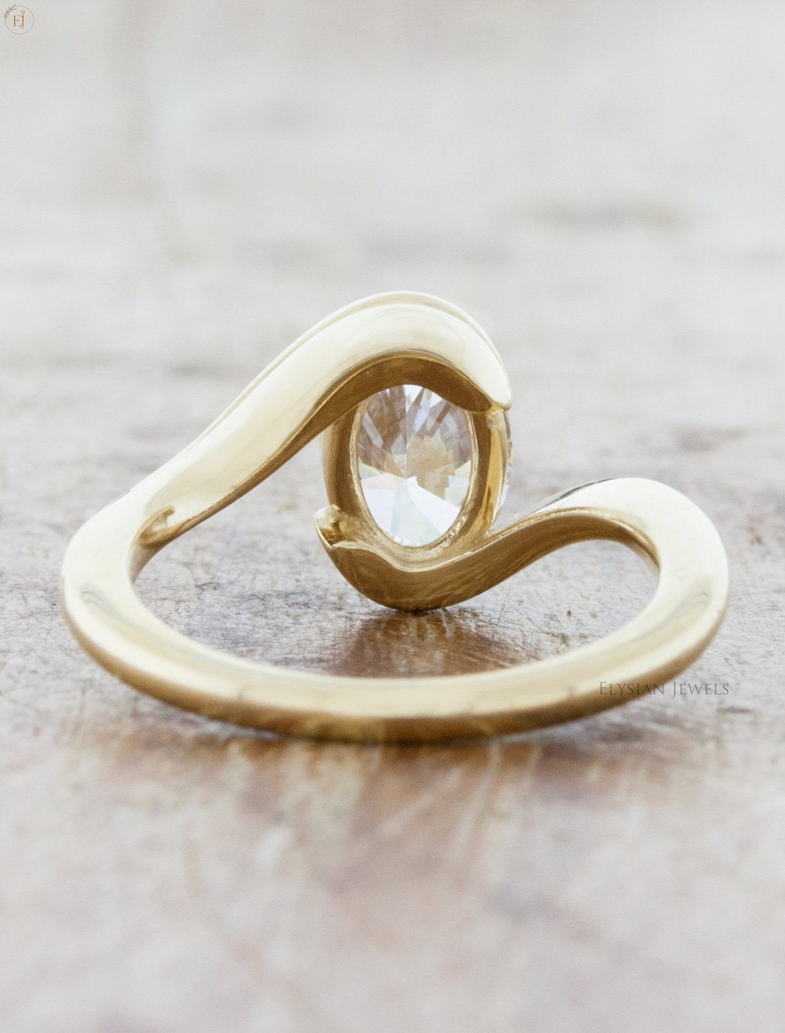 Sophisticated Bypass 1 Ct Oval Bezel Set Oval Engagement Ring, 14K ...