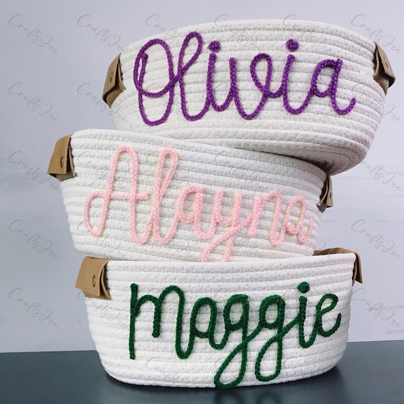 Embroidered Rope Baskets - Etsy
