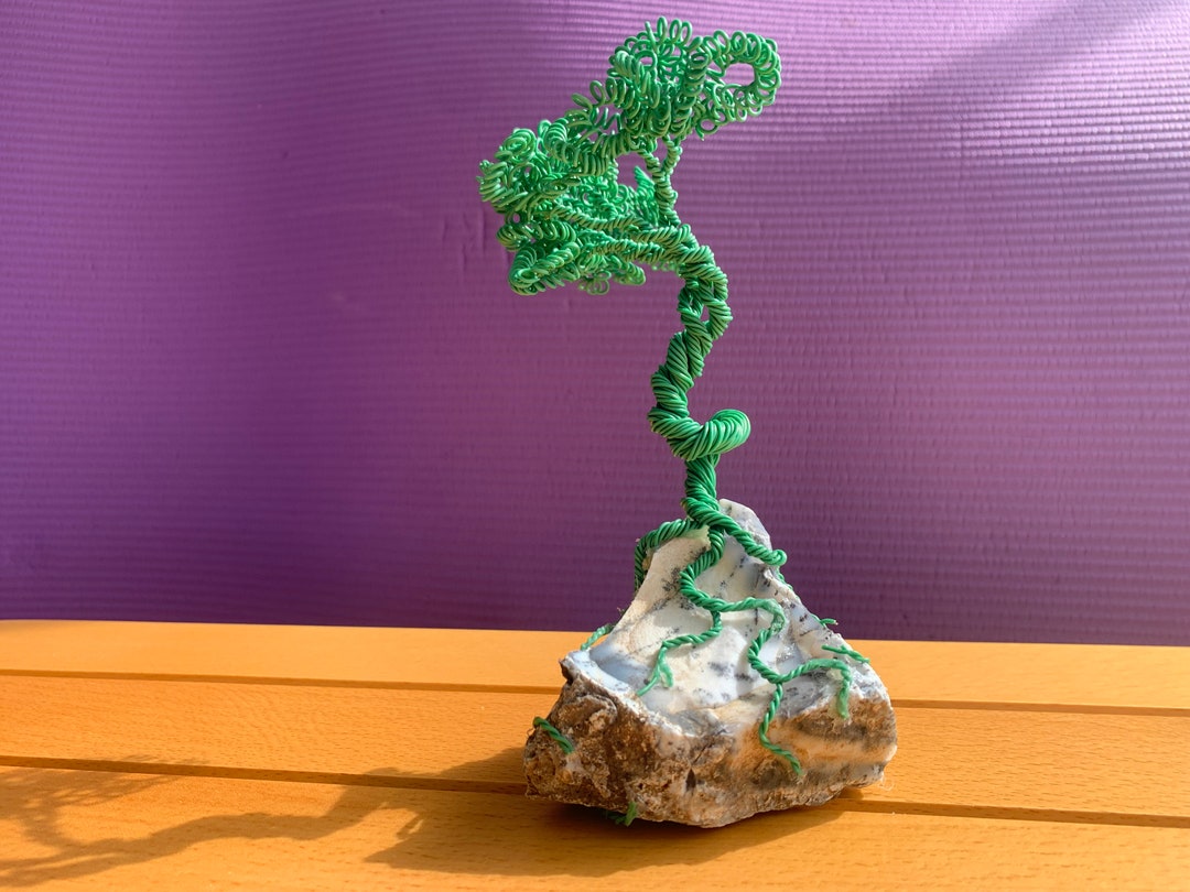 Bonsai Wire Tree Sculpture Set in Dendritic Opal Stone - Etsy