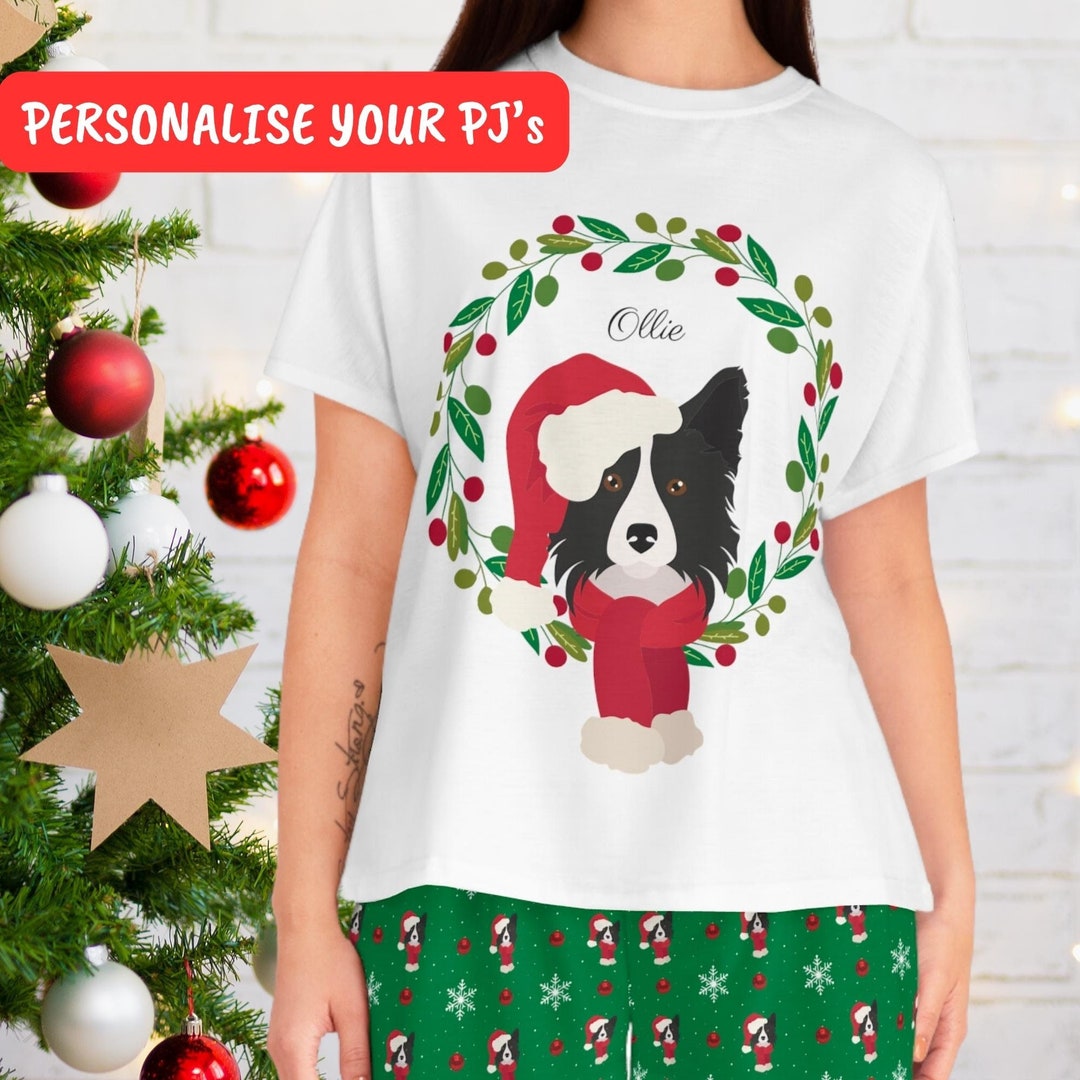 Personalised Christmas Pyjamas Custom Dog Christmas Pyjamas Black ...