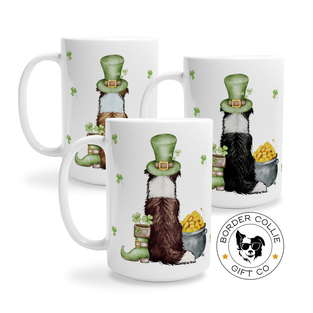 Border Collie St Patrick's Day Mug: Large 15oz Irish Blessing Coffee ...