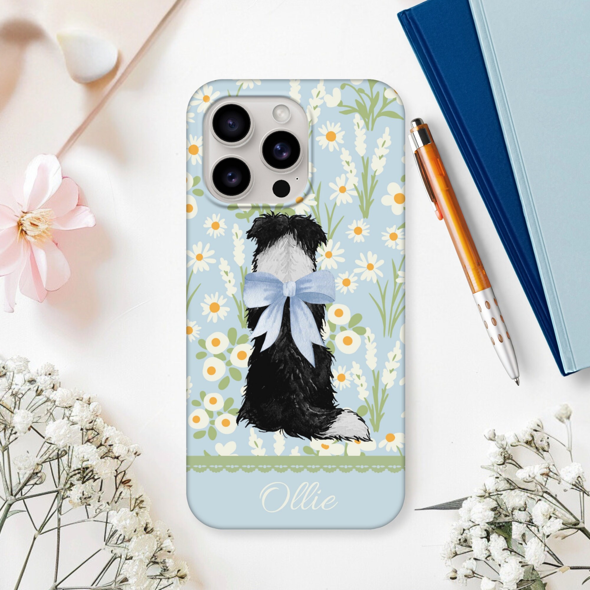 Personalised Coquette Phone Case, Tough iPhone Cover Border Collie ...
