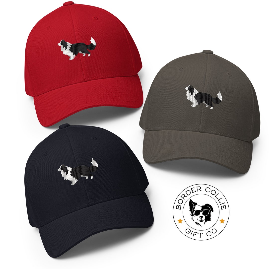 Border Collie Hat - Black Border Collie Embroidered Cap - Unisex ...