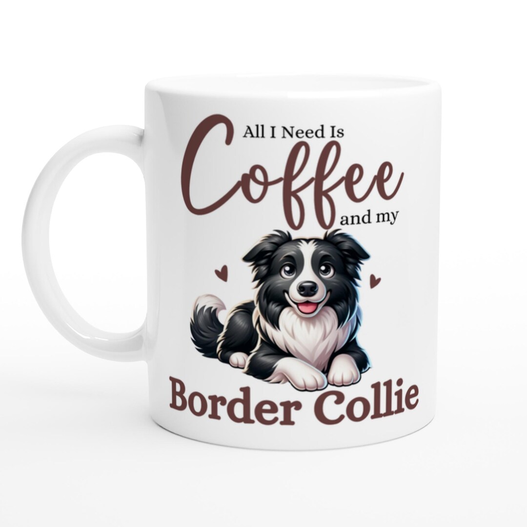 Border Collie Mug - Black Border Collie Personalised Coffee Cup ...