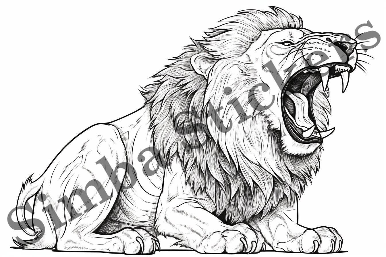 10-pack Lion Digital Colouring Page Vector Illustration Scalable SVG ...