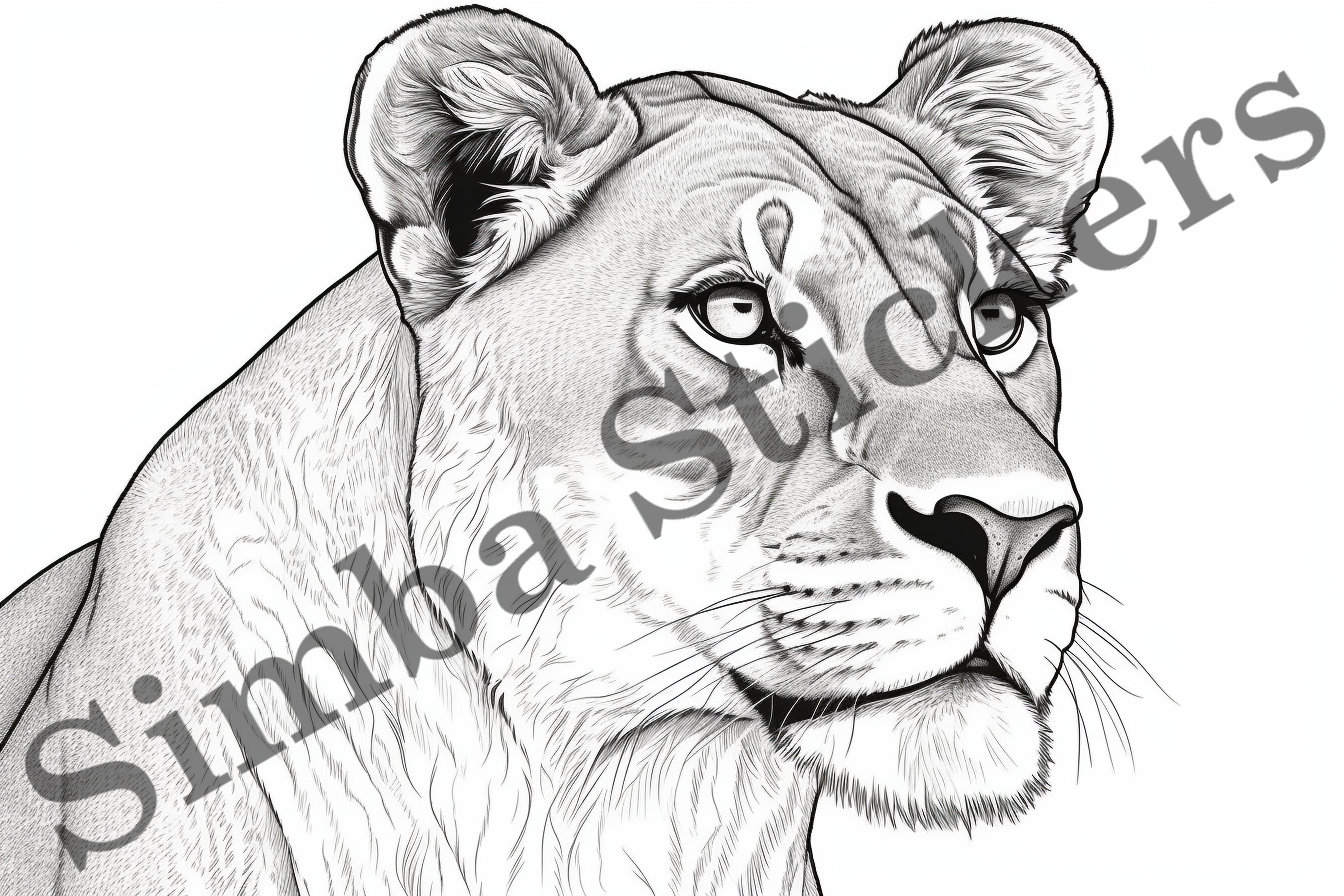 10-pack Lion Digital Colouring Page Vector Illustration Scalable SVG ...