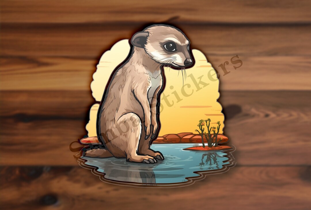 Meerkat Mongoose Digital Sticker PNGSVG Fun Cartoon Sticker Sticker ...