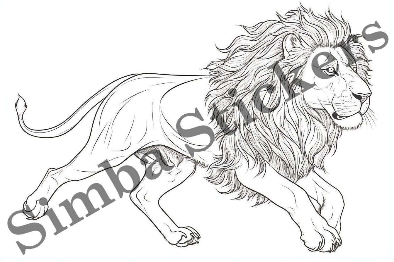 10-pack Lion Digital Colouring Page Vector Illustration Scalable SVG ...