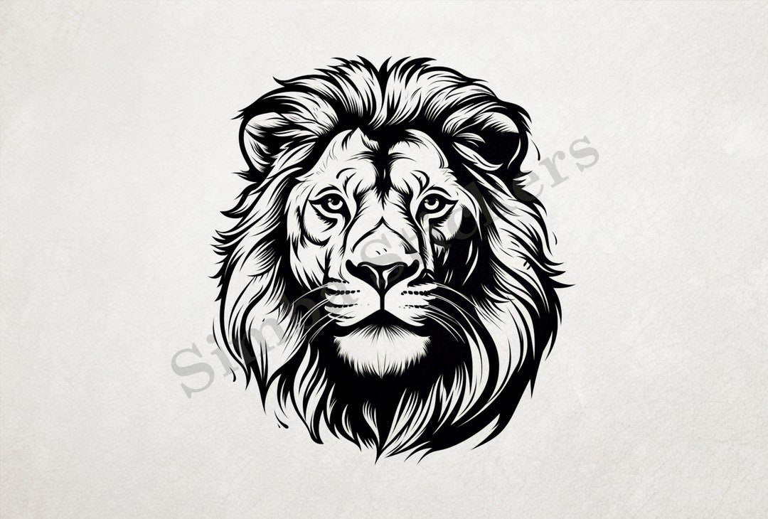 Majestic Lion Face Outline Art Transparent PNG+SVG Sticker Fun Digital ...