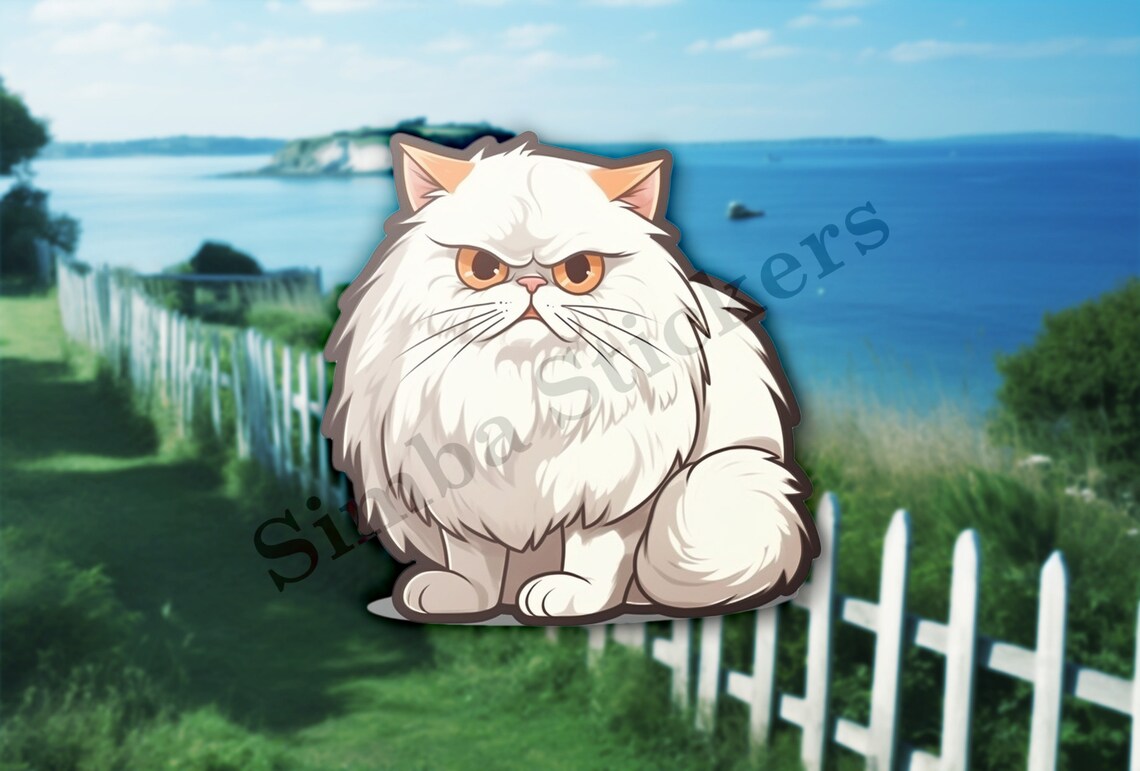 Persian Cat Digital Sticker PNGSVG Fun Cartoon Sticker Sticker Domestic ...