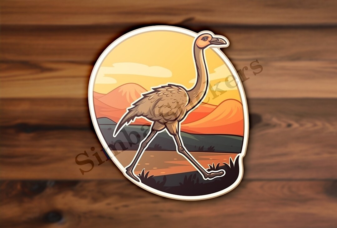 Ostrich Digital Sticker PNGSVG Fun Cartoon Sticker Sticker Wild African ...