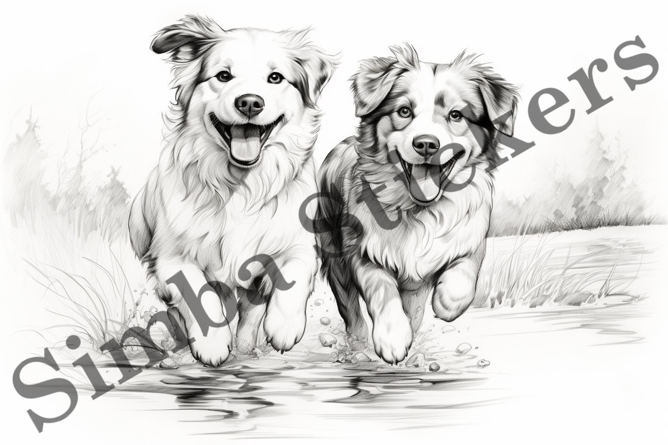 25-pack Dogs Digital Colouring Page Vector Illustration SVG Images Wild ...