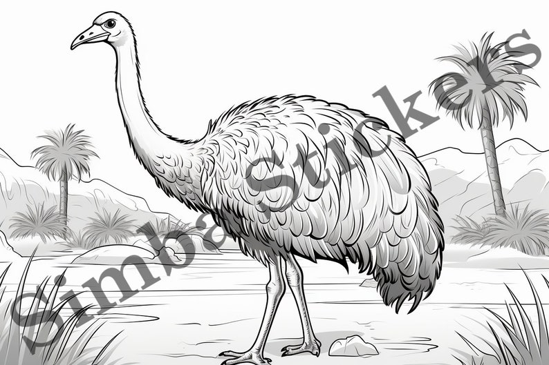 25-pack Ostriches Digital Colouring Page Vector Illustration SVG Images ...