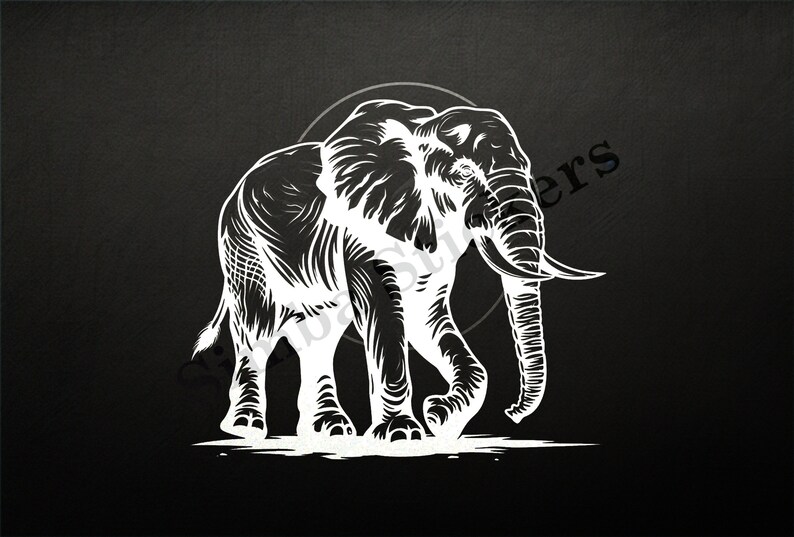 Elephant Side View With Background Halo Outline Art Transparent PNG+SVG ...