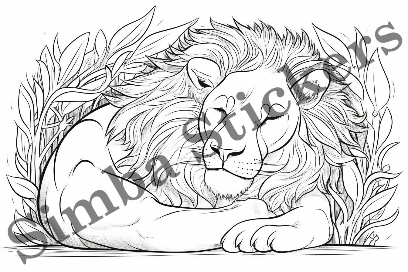 10-pack Lion Digital Colouring Page Vector Illustration Scalable SVG ...
