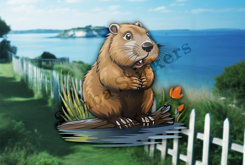 Beaver Digital Sticker PNGSVG Fun Cartoon Sticker Rodent Sticker Wild ...