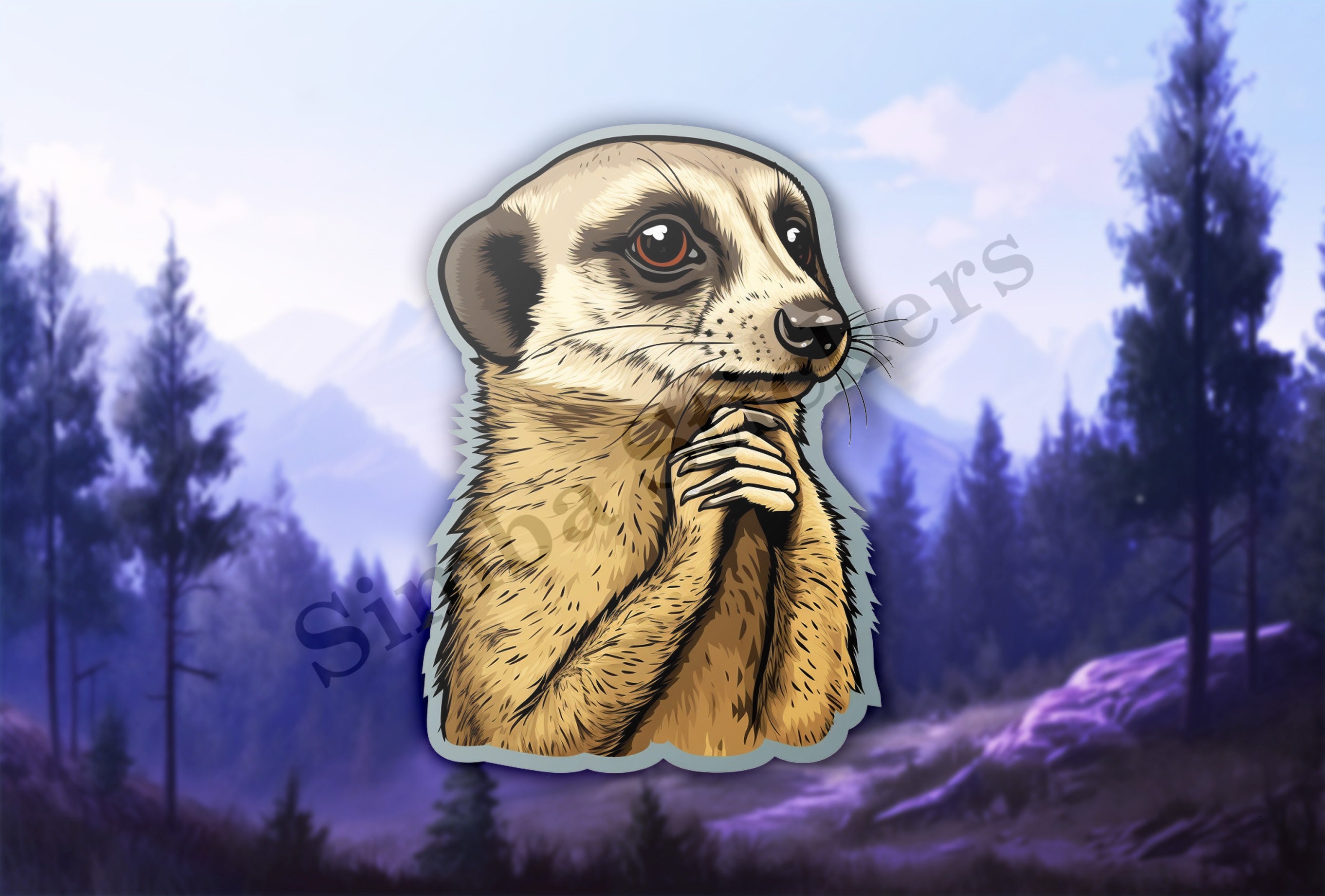 Meerkat Mongoose Digital Sticker PNGSVG Fun Cartoon Sticker Sticker ...