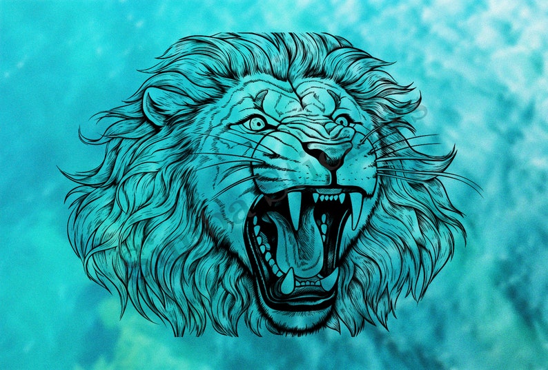 Lion Roaring Outline Art Transparent PNG+SVG Sticker Fun Digital ...