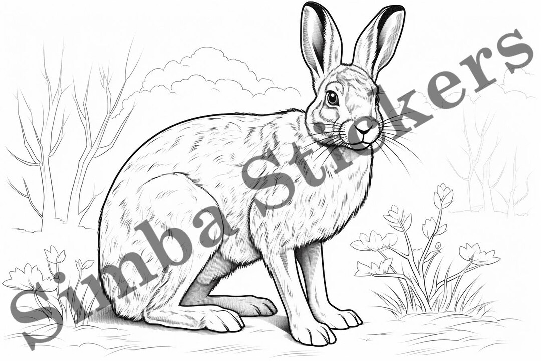 10-pack Hares Jackrabbits Colouring Page Vector Illustration SVG Images ...