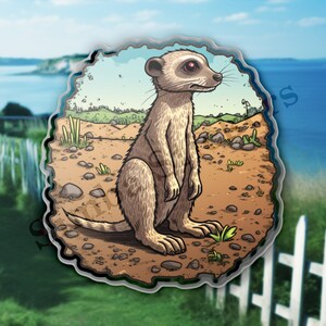 Meerkat Mongoose Digital Sticker PNGSVG Fun Cartoon Sticker Sticker ...