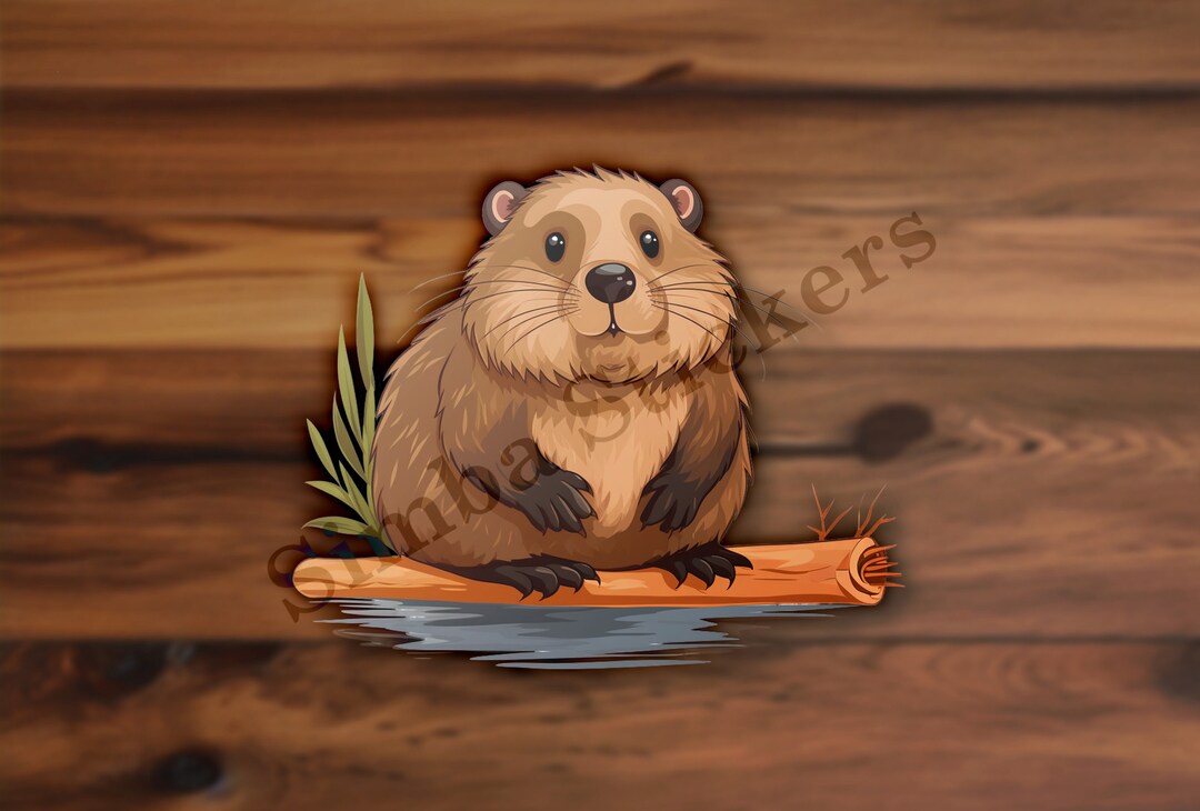 Beaver Digital Sticker PNG+SVG Fun Cartoon Sticker Rodent Sticker Wild ...
