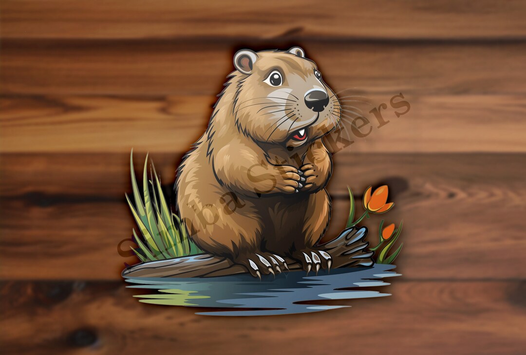 Beaver Digital Sticker PNGSVG Fun Cartoon Sticker Rodent Sticker Wild ...