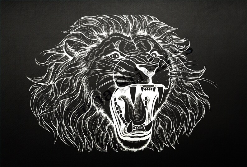 Lion Roaring Outline Art Transparent PNG+SVG Sticker Fun Digital ...