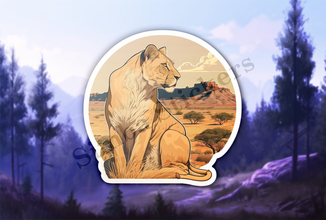 Lioness Lion Digital Sticker PNGSVG Fun Cartoon Sticker African Sticker ...