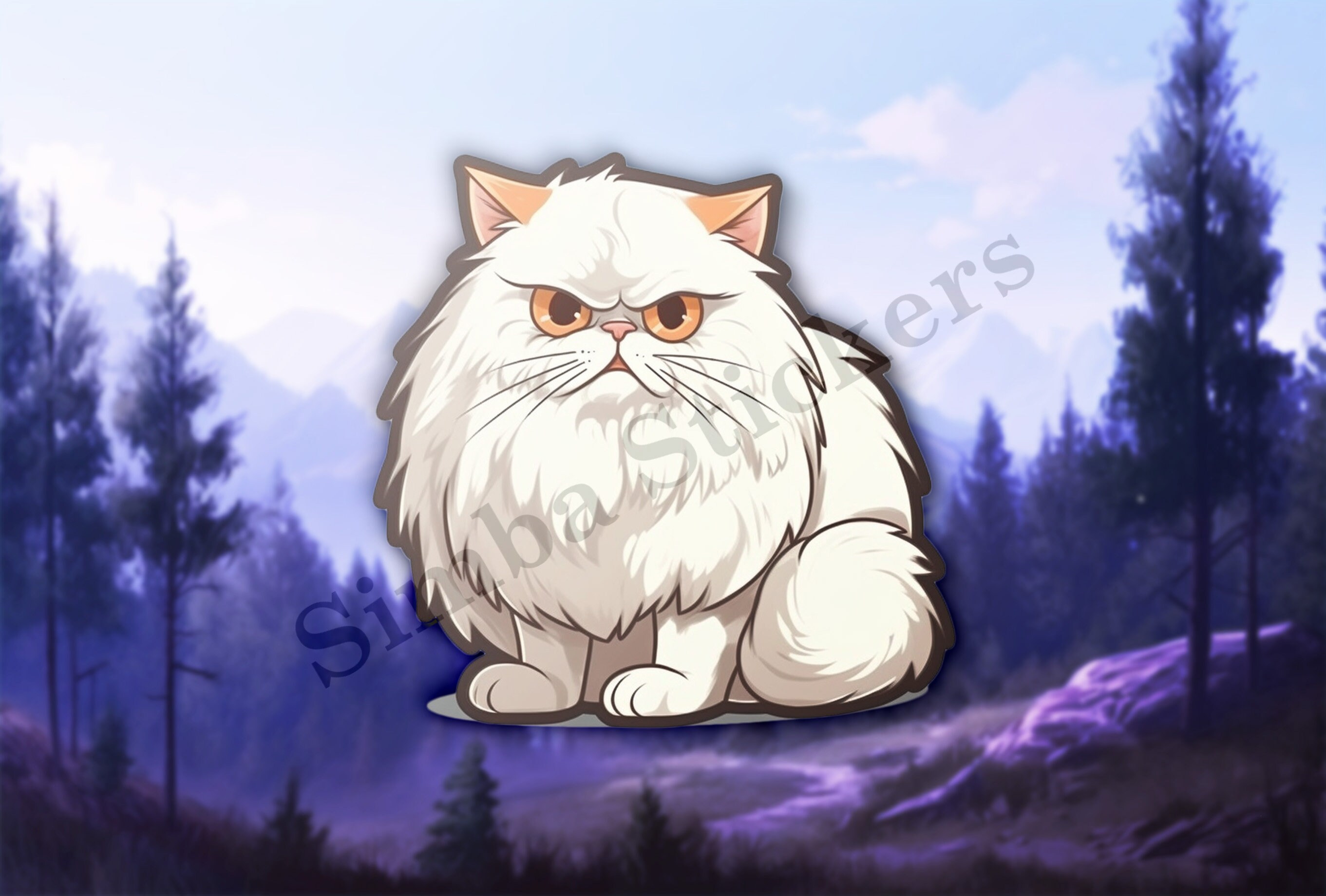 Persian Cat Digital Sticker PNGSVG Fun Cartoon Sticker Sticker Domestic ...