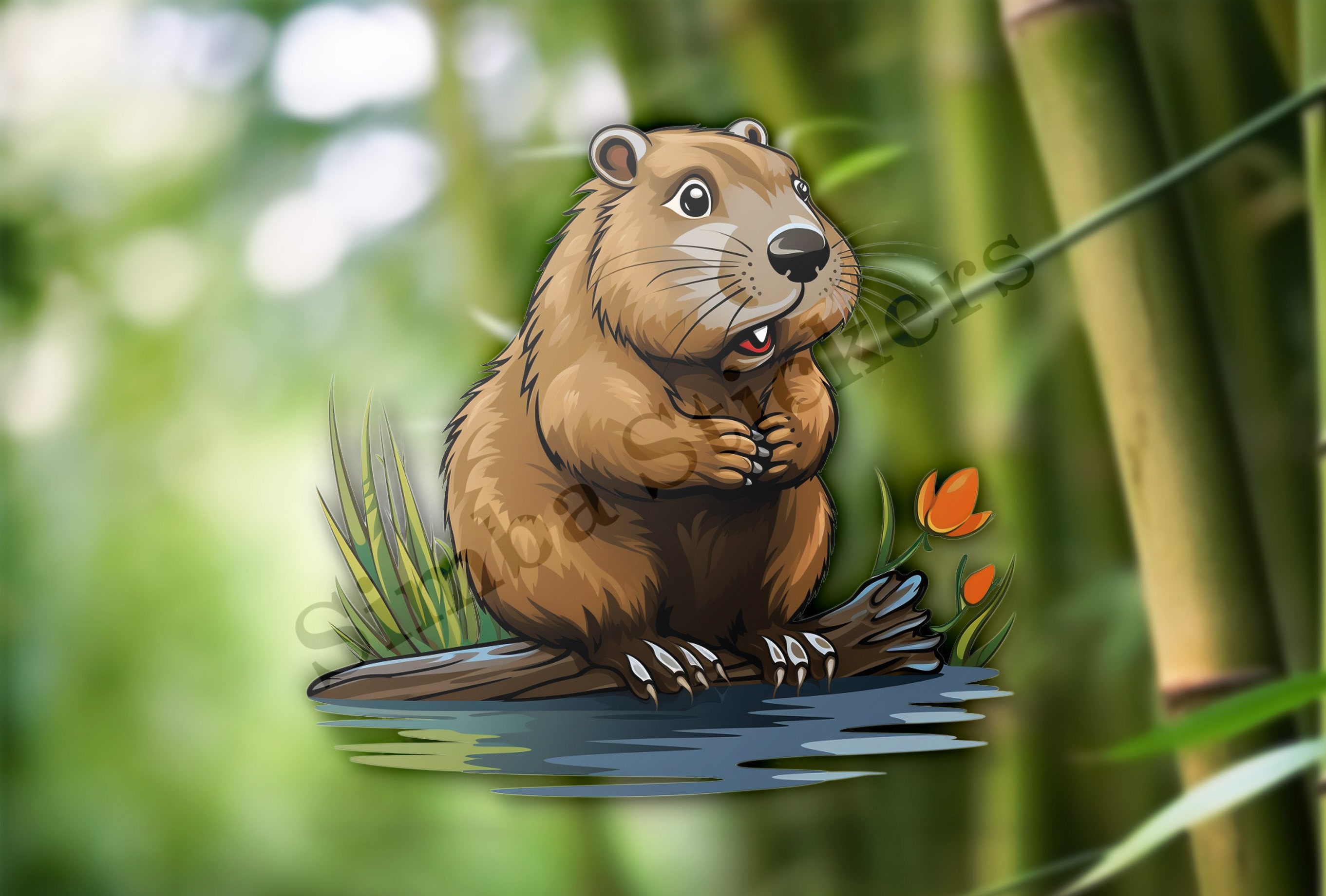 Beaver Digital Sticker PNGSVG Fun Cartoon Sticker Rodent Sticker Wild ...