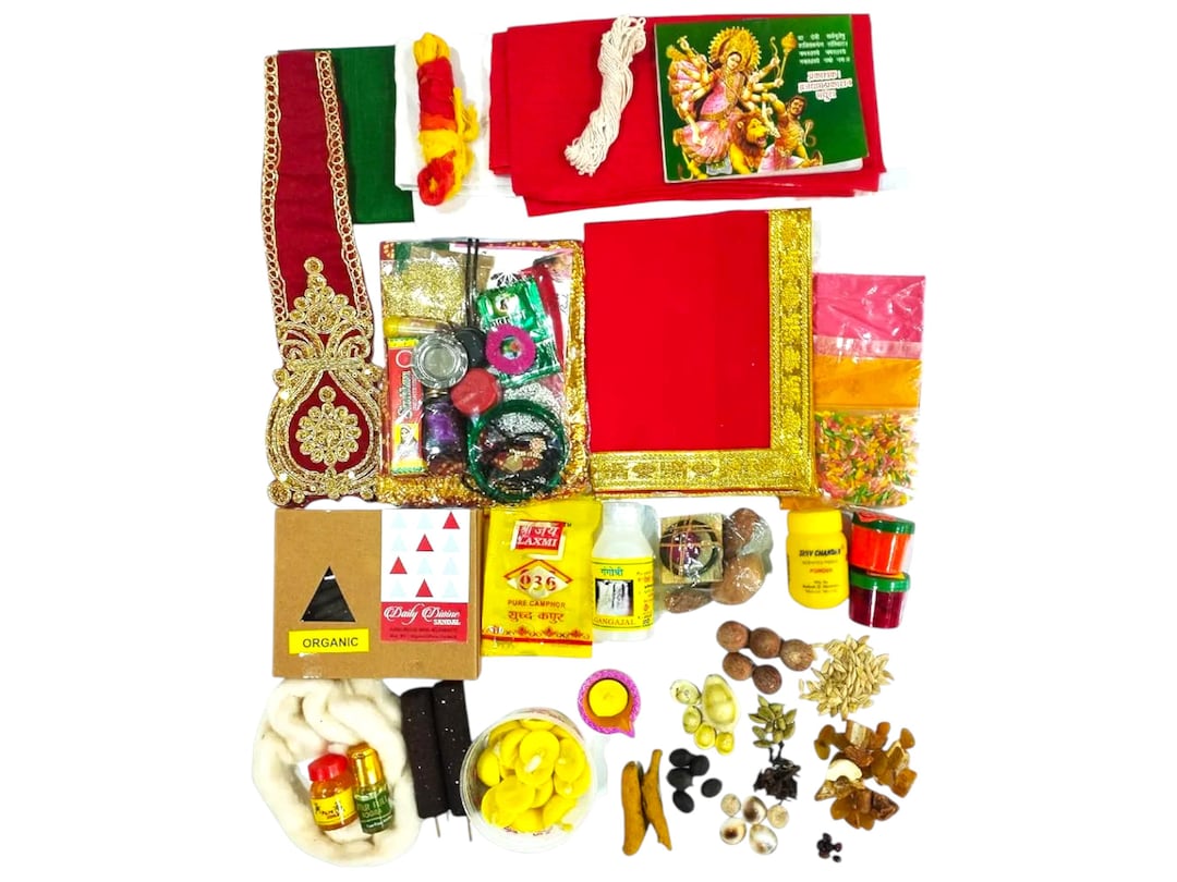 Durga , Navratri Pujan Samagri/kit With Sringar Set for Home, Temple ...