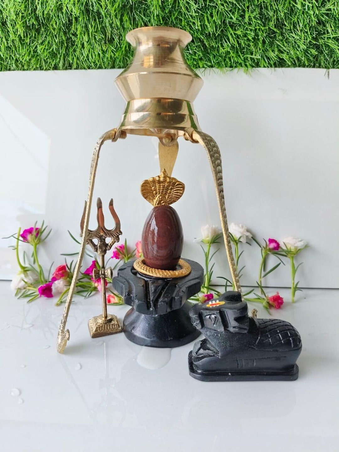 Narmdeshwar Swayambhu Shivling With Nandi Ji, Abhishek Stand Set/home ...